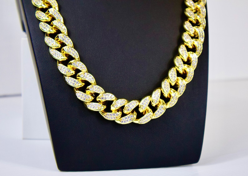 Cuban Necklace/ Cuban Link Chain/ Cuban Platinum Cuban/ Diamond Choker ...