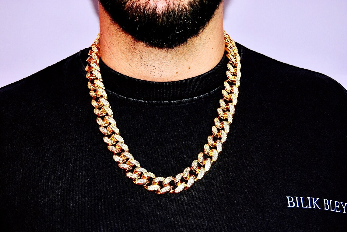 Cuban Necklace/ Cuban Link Chain/ Cuban Platinum Cuban/ Diamond Choker ...