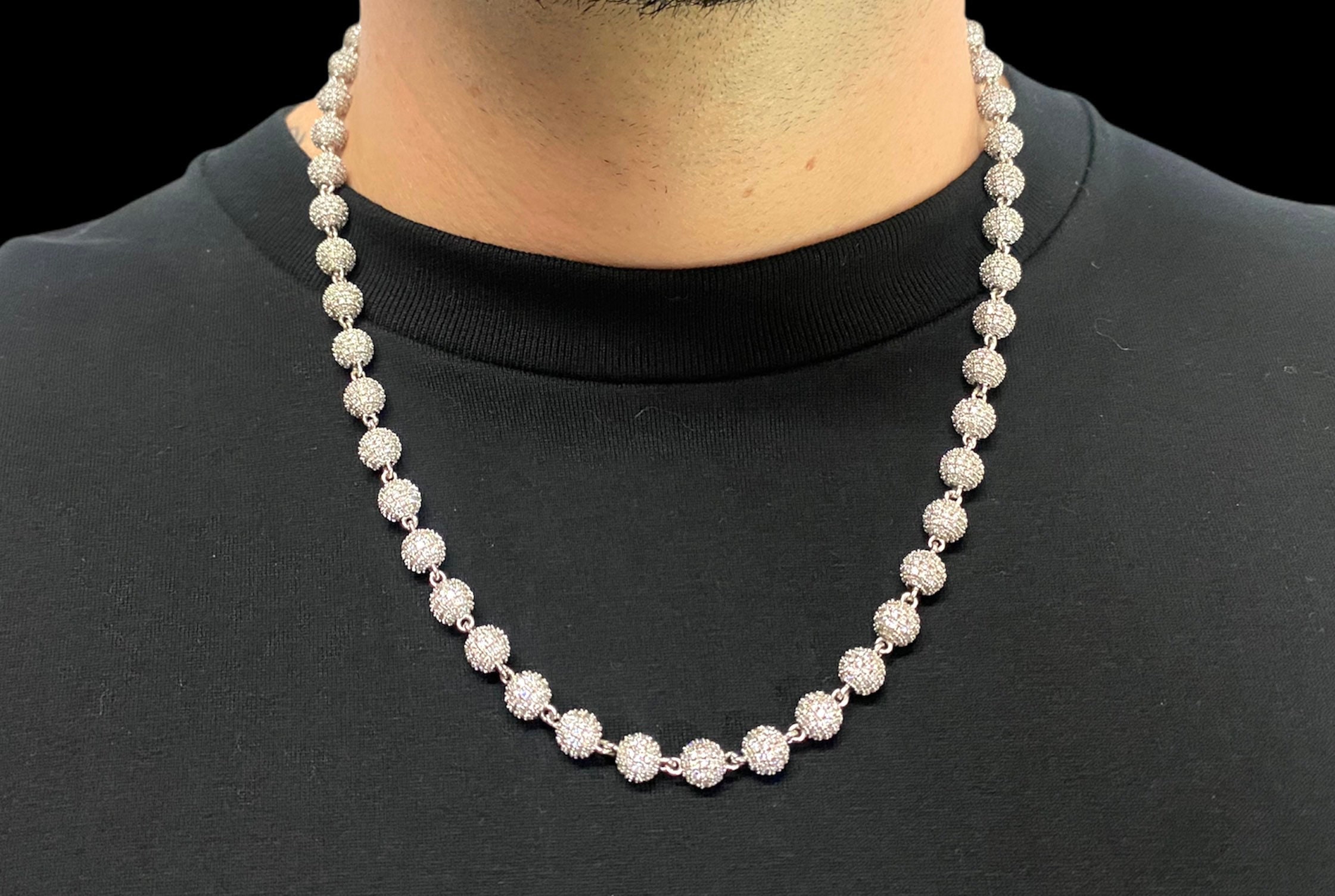 Clustered Ball Necklace Iced Out Ball Chain Jewelry Diamond - Etsy