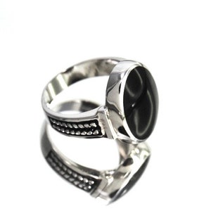 Black Onyx Stone Ring in Silver Classic Men's Jewelry With Natural ...