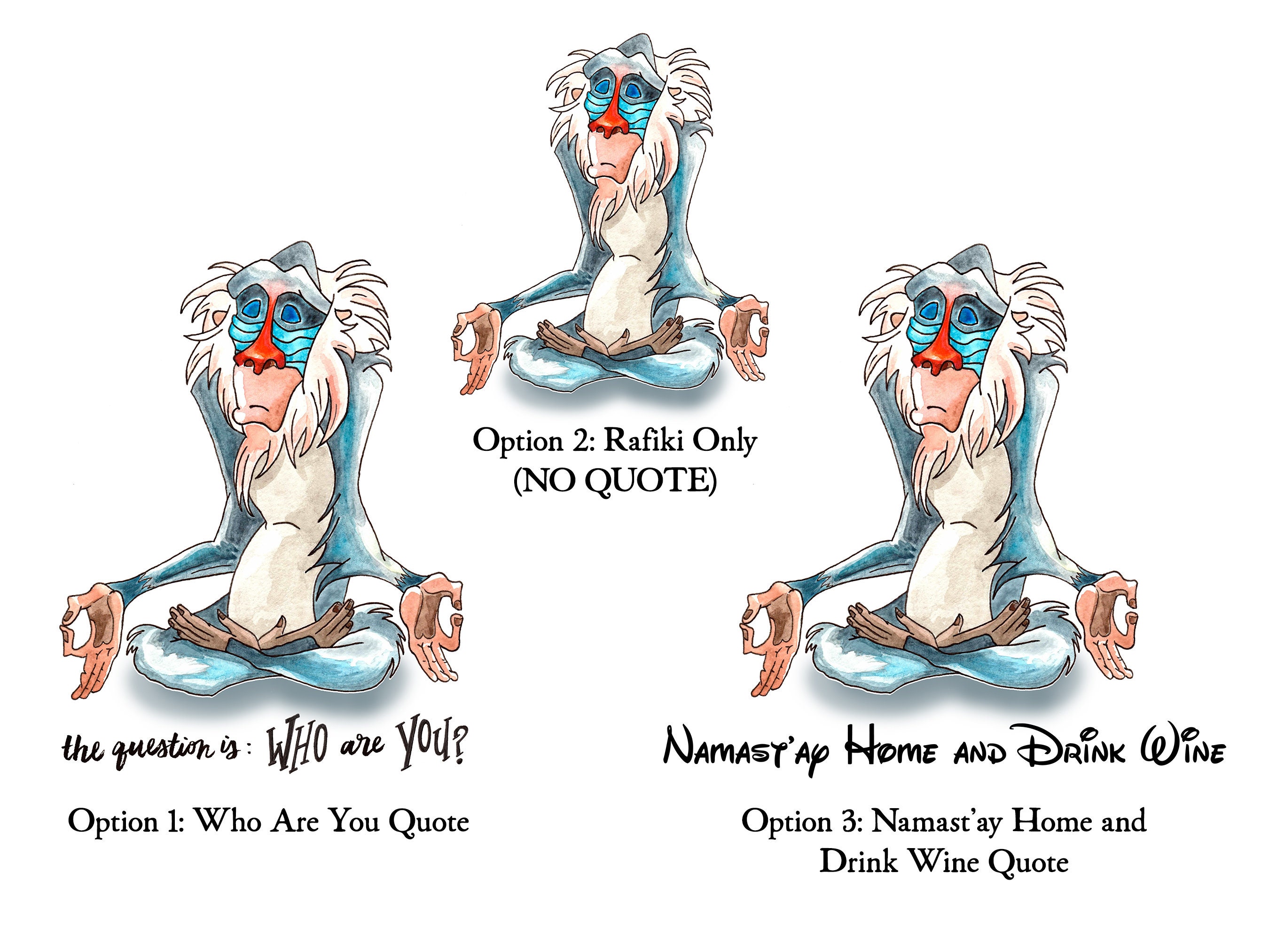 Print | "rafiki" Art Print With Phrase Options From Lion King | 5x7 or ...