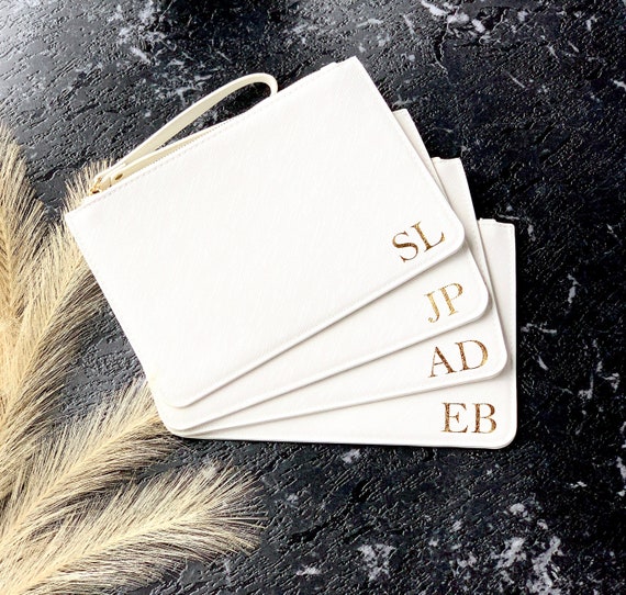 Monogram Clutch Bag Custom Initial Pouch Bridesmaid | Etsy