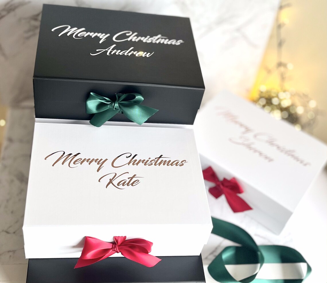 Personalised Christmas Gift Box, Christmas Eve Box, Magnetic Present ...