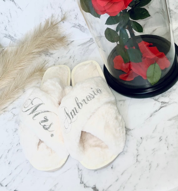 PERSONALISED Slippers With Names Bridesmaid Slippers Bride | Etsy