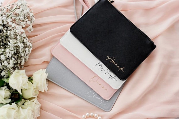 Monogram Clutch Bag Custom Initial Pouch Bridesmaid - Etsy