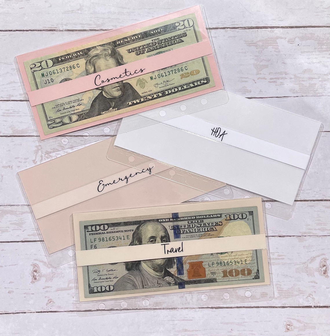 Clear Cash Envelopes Laminated Soft Pinks/ White Colors - Etsy