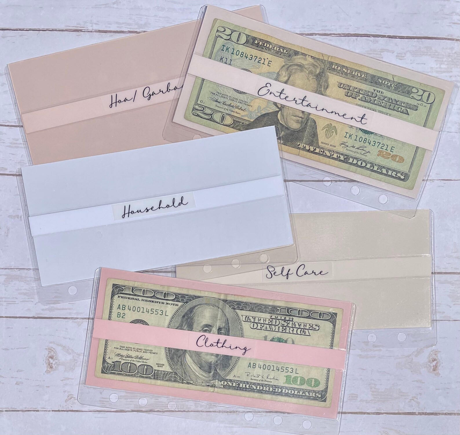 Clear Cash Envelopes Laminated Soft Pinks/ White Colors | Etsy