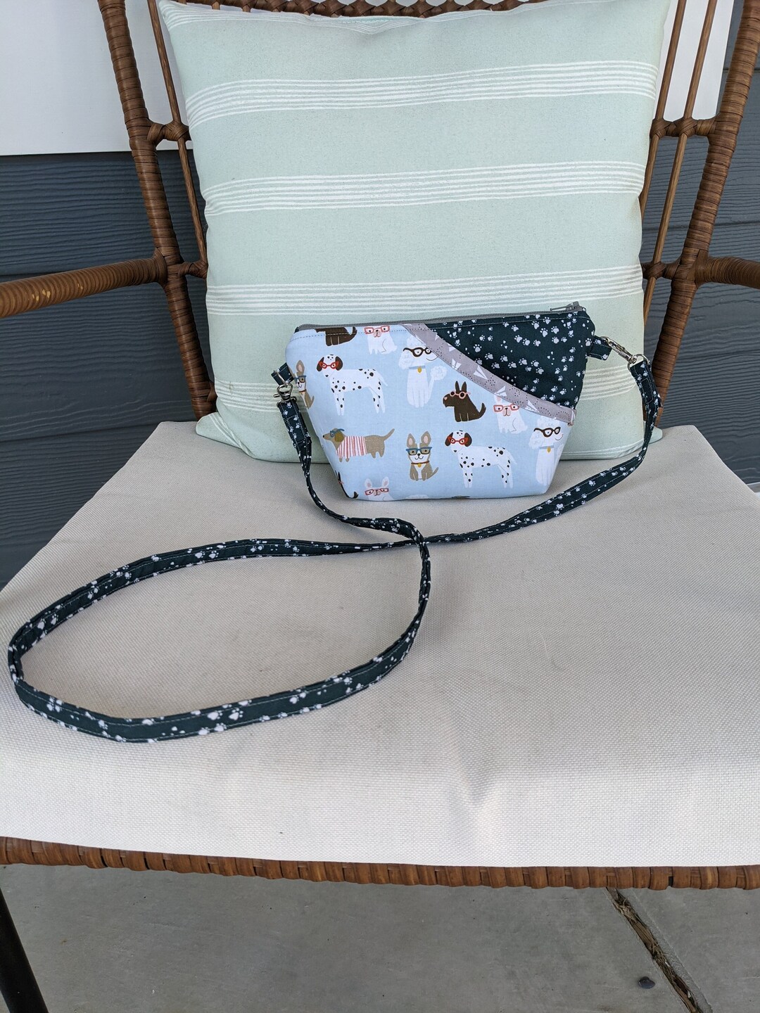 Joey Bag - Blue Dogs in Glasses, Small Pawprint Crossbody Purse ...