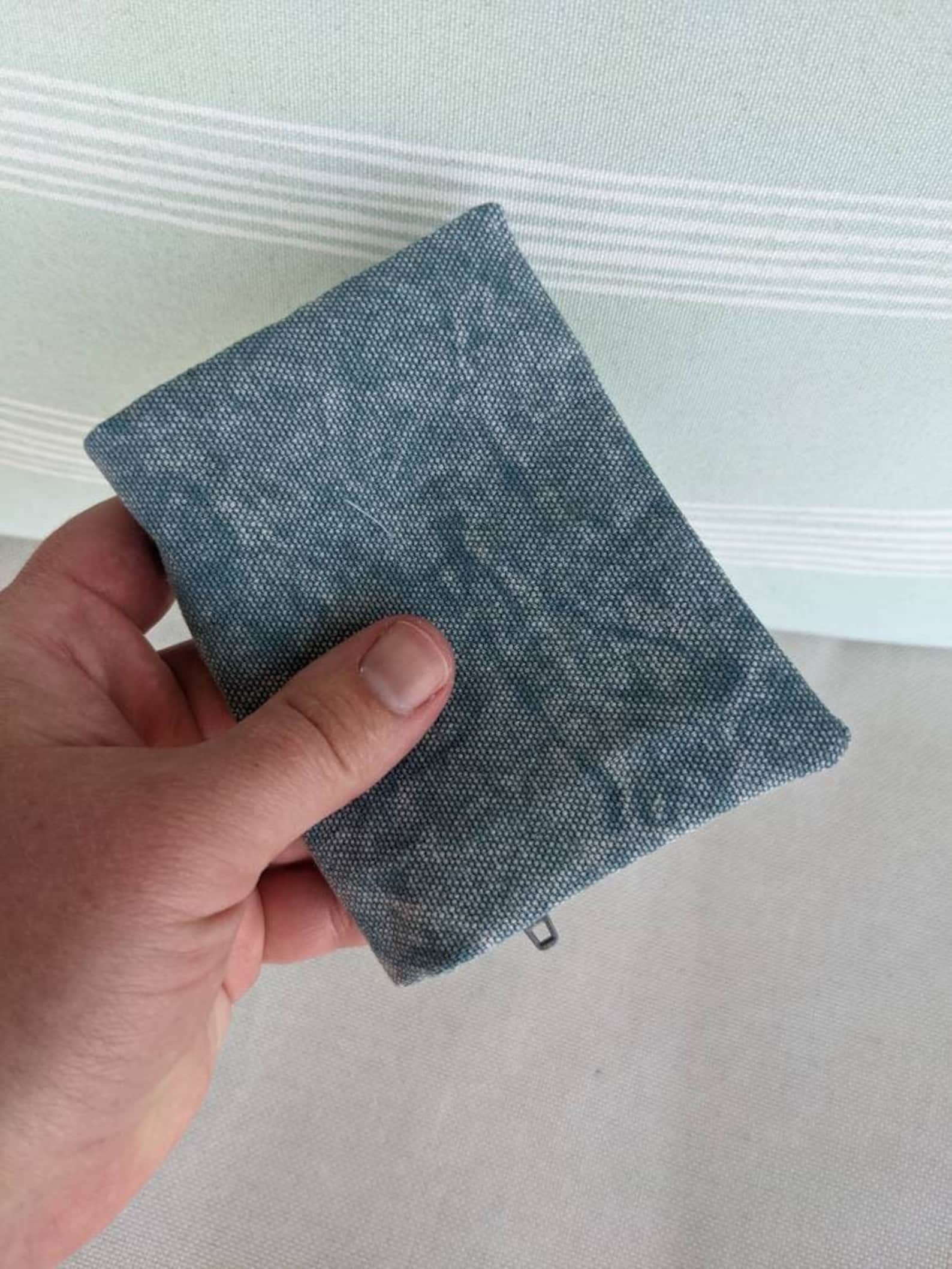 Pocket Wallet - Light Blue Canvas, Small Teal Wallet, Gray Paper ...