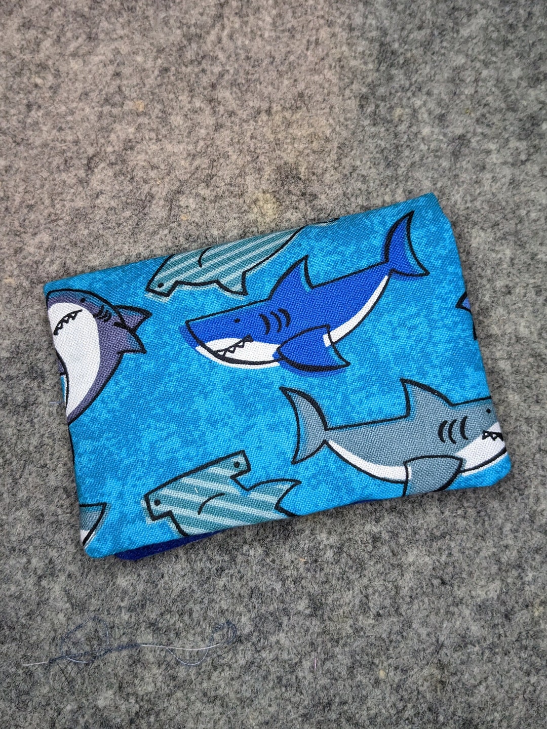 Pocket Wallet - Sharks, Small Blue Wallet, Teal Coin Purse, Zippered ...
