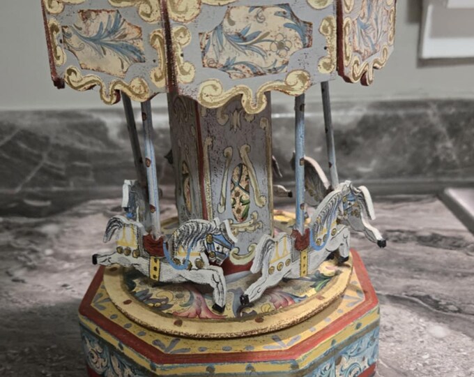 Vintage Musical Carousel Music Box - Handpainted Merry-go-round With ...