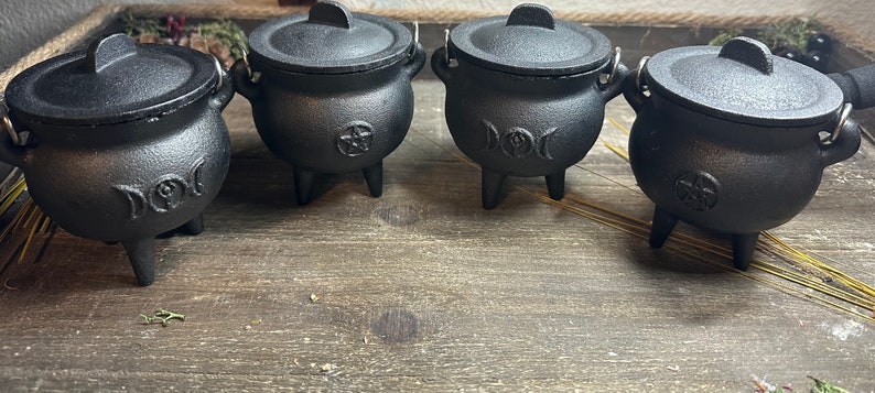 Altar Supplies: Cast Iron Cauldron, Selenite Bowl, Resin Snake - Etsy