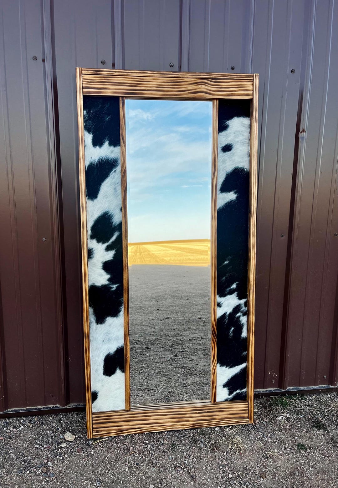 Genuine Cowhide Western Mirror • Oversized Mirror • Farmhouse Decor - Etsy