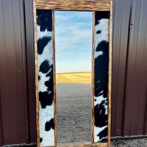 Genuine Cowhide Western Mirror • Oversized Mirror • Farmhouse Decor - Etsy