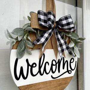 Welcome Front Door Sign Farmhouse Styled Decor Wreath for Front Door - Etsy