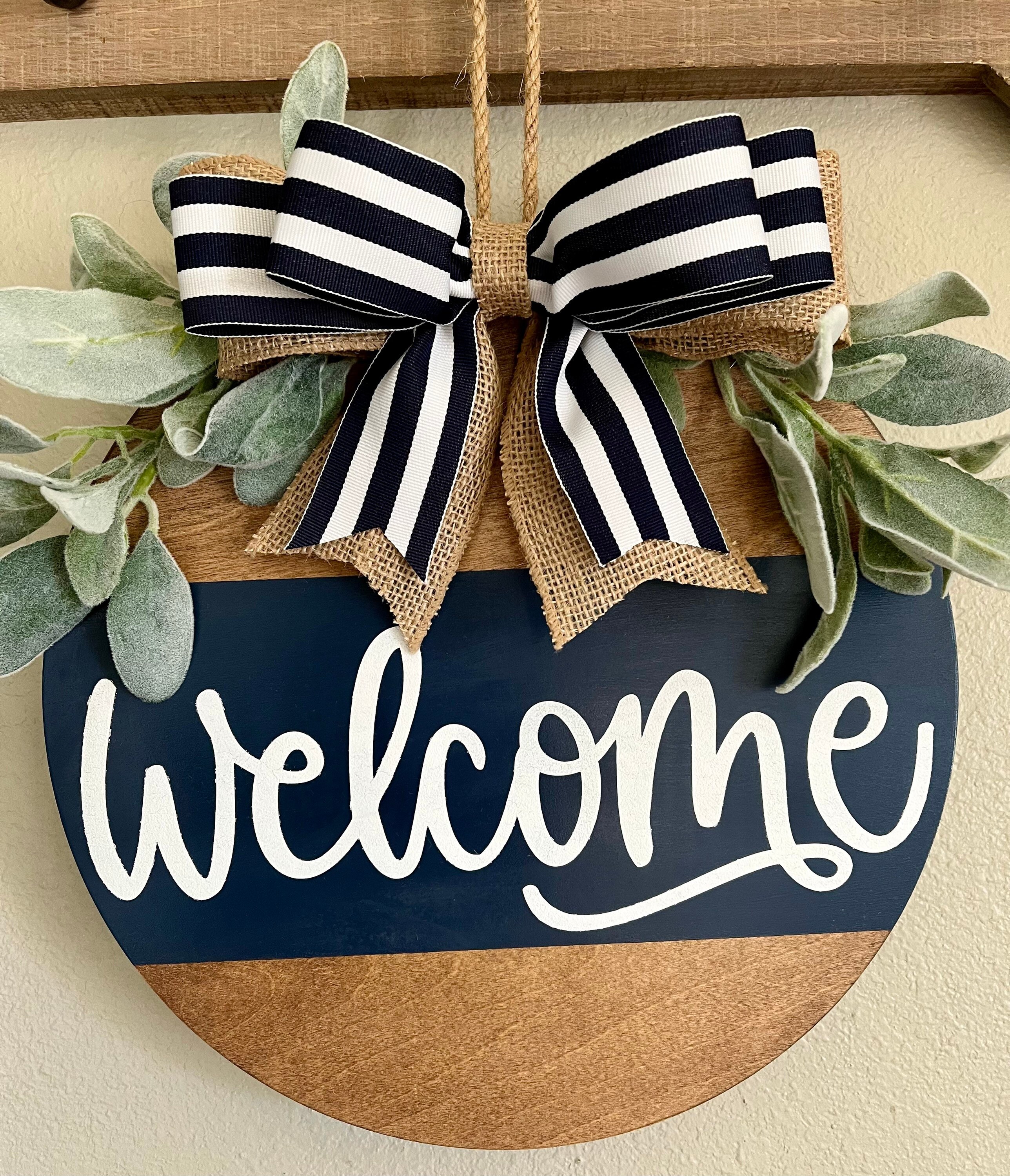 Welcome Front Door Sign Navy Blue Farmhouse Decor - Etsy