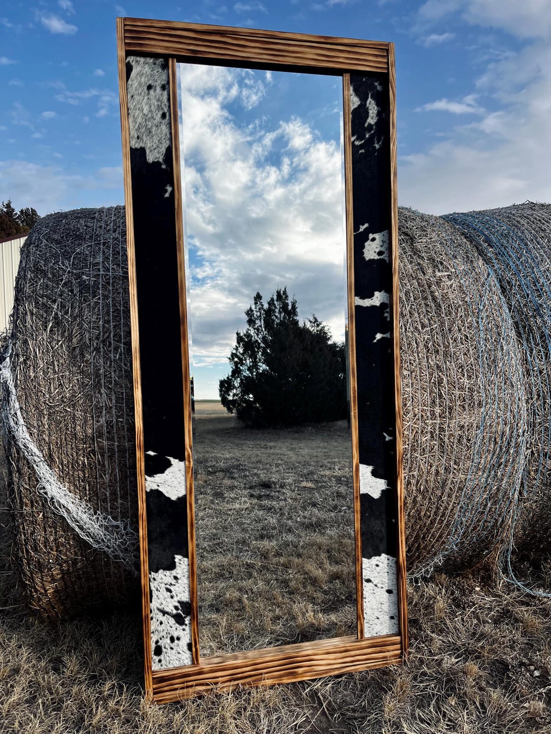 Genuine Cowhide Western Mirror • Oversized Mirror • Farmhouse Decor - Etsy
