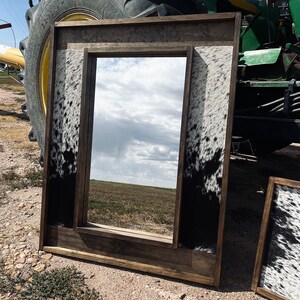 Genuine Cowhide Western Mirror Oversized Mirror Farmhouse Decor - Etsy