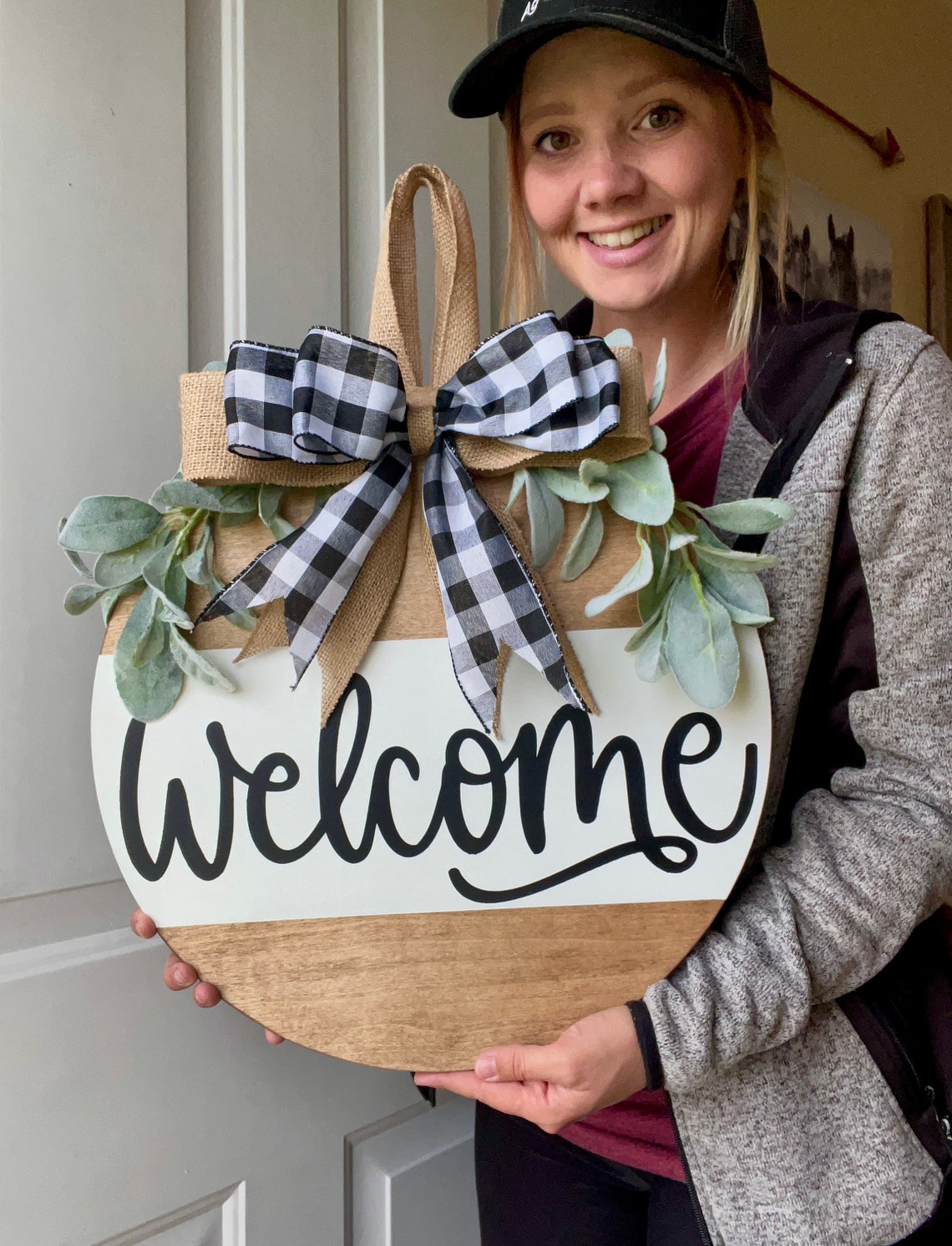 Welcome Front Door Sign Farmhouse Styled Decor Wreath for - Etsy