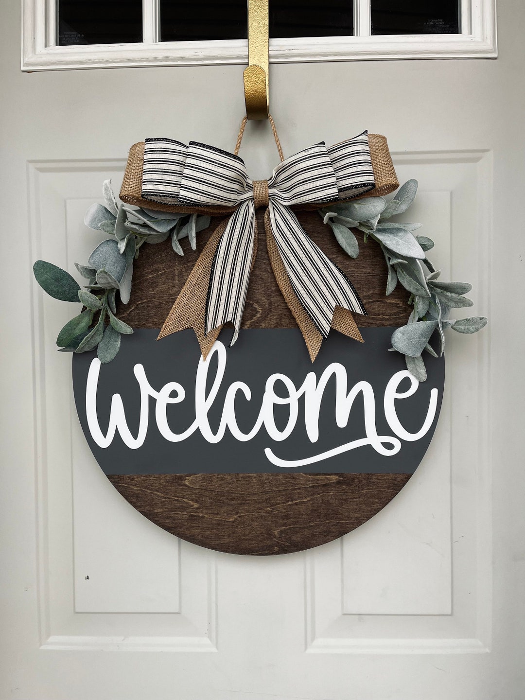 Welcome Front Door Sign Farmhouse Styled Front Door Decor Wreath for ...