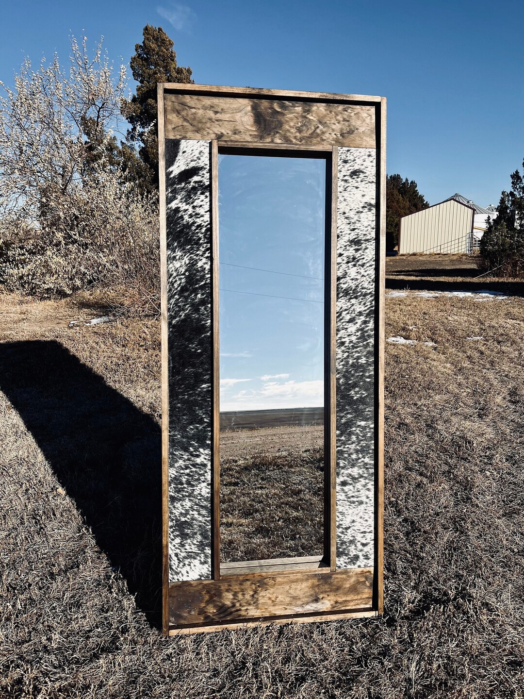 Genuine Cowhide Western Mirror Oversized Mirror Farmhouse - Etsy