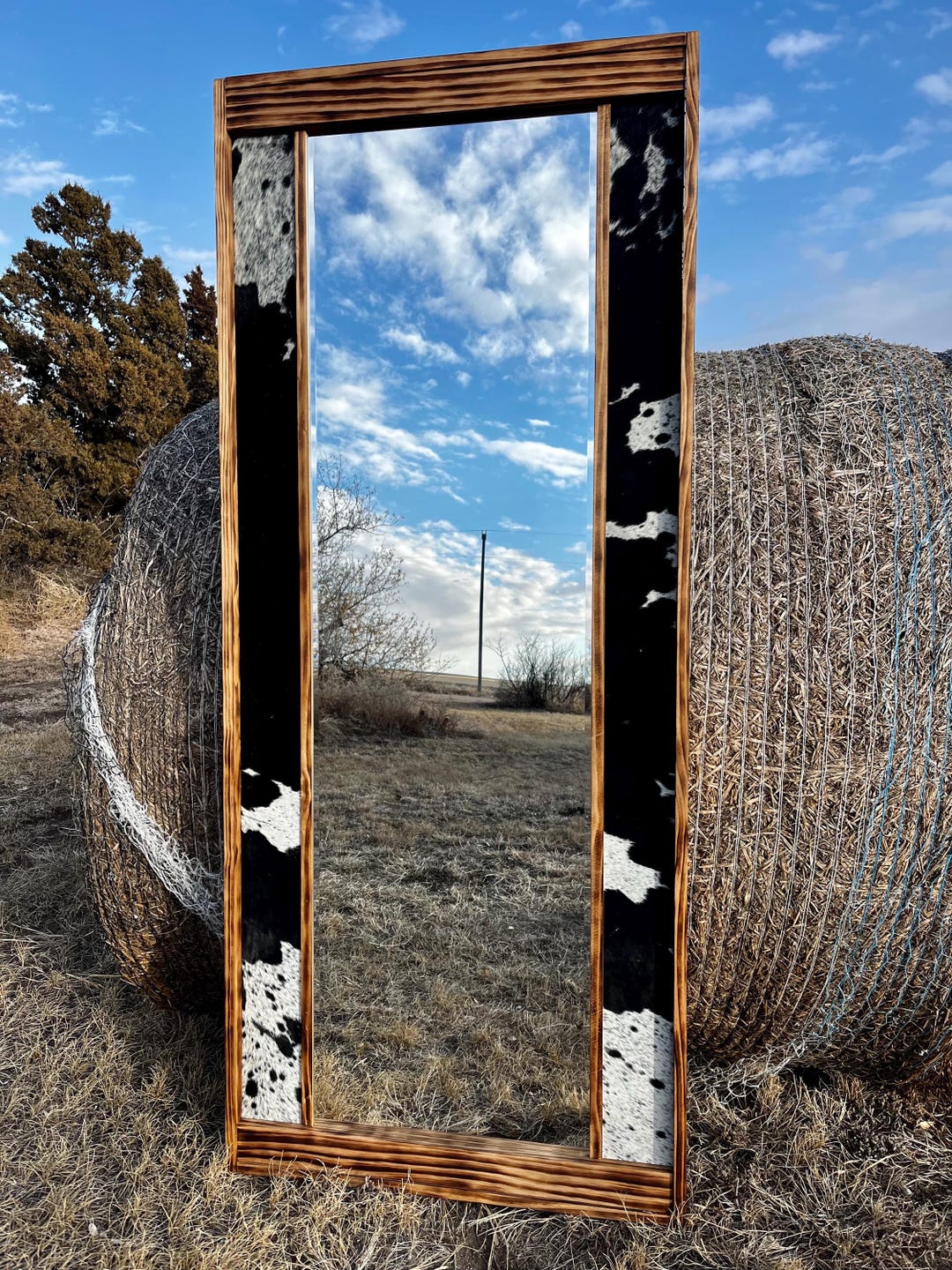 Genuine Cowhide Western Mirror • Oversized Mirror • Farmhouse Decor - Etsy