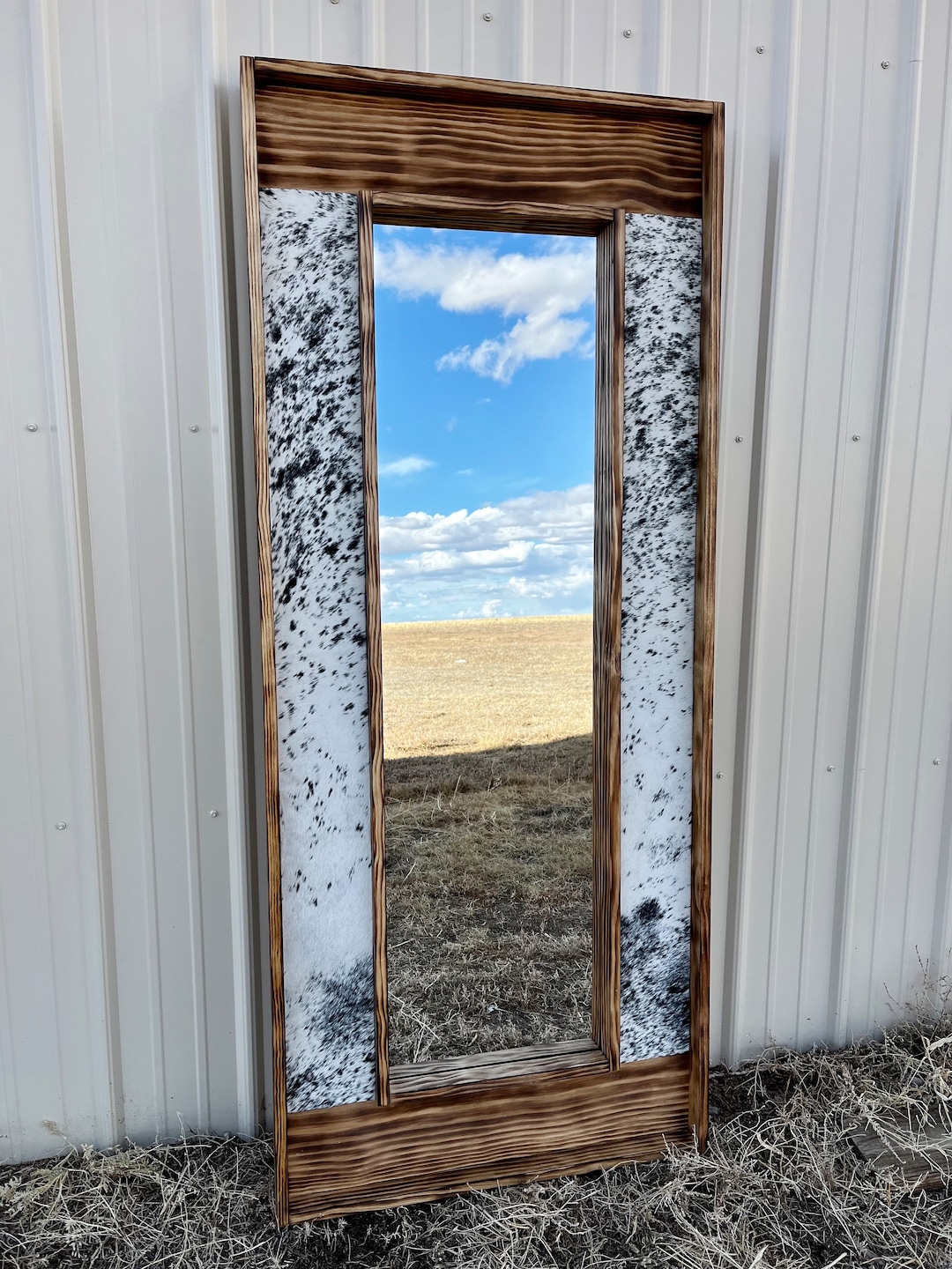 Genuine Cowhide Western Mirror Oversized Mirror Farmhouse Decor - Etsy