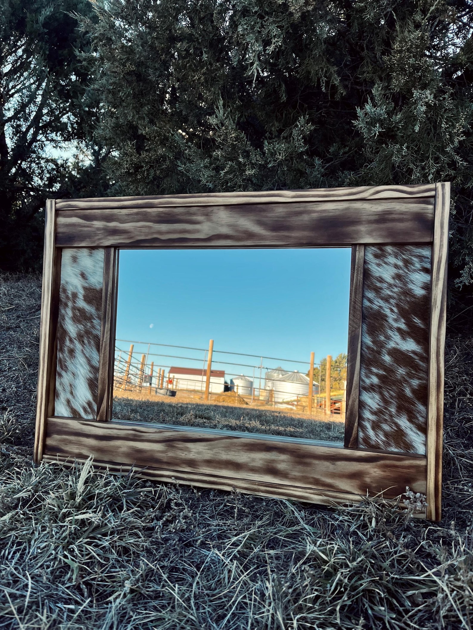 Genuine Cowhide Western Mirror • Oversized Mirror • Farmhouse Decor - Etsy