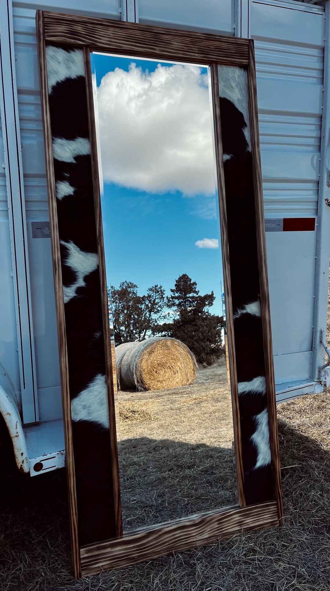 Genuine Cowhide Western Mirror • Oversized Mirror • Farmhouse Decor - Etsy
