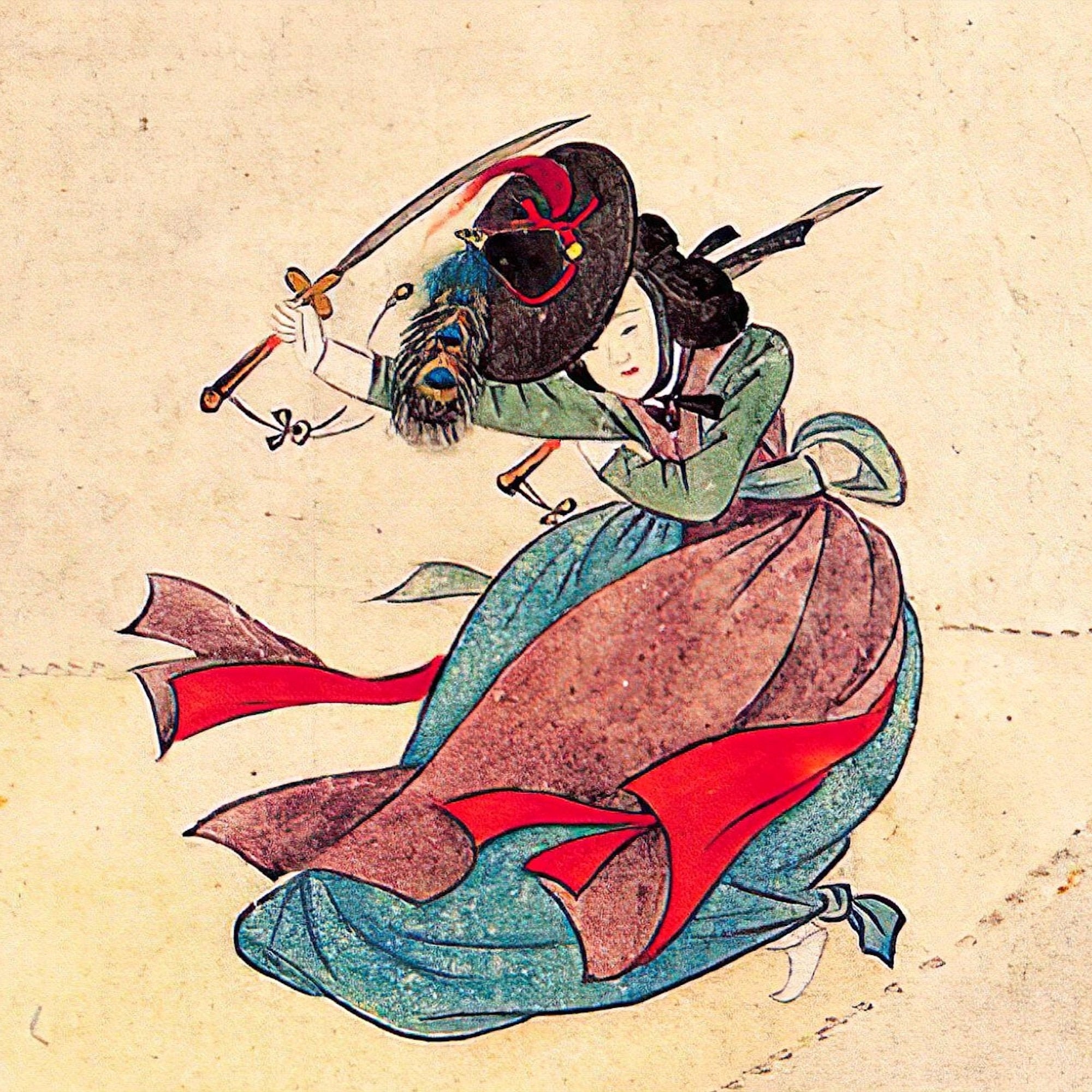 Korean Traditional Art, Sword Dancing Woman, Classical Art, Joseon ...