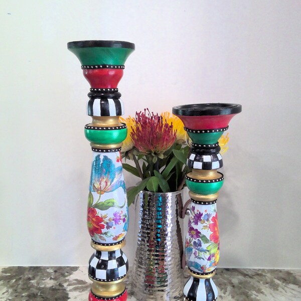 Painted Candlesticks - Etsy