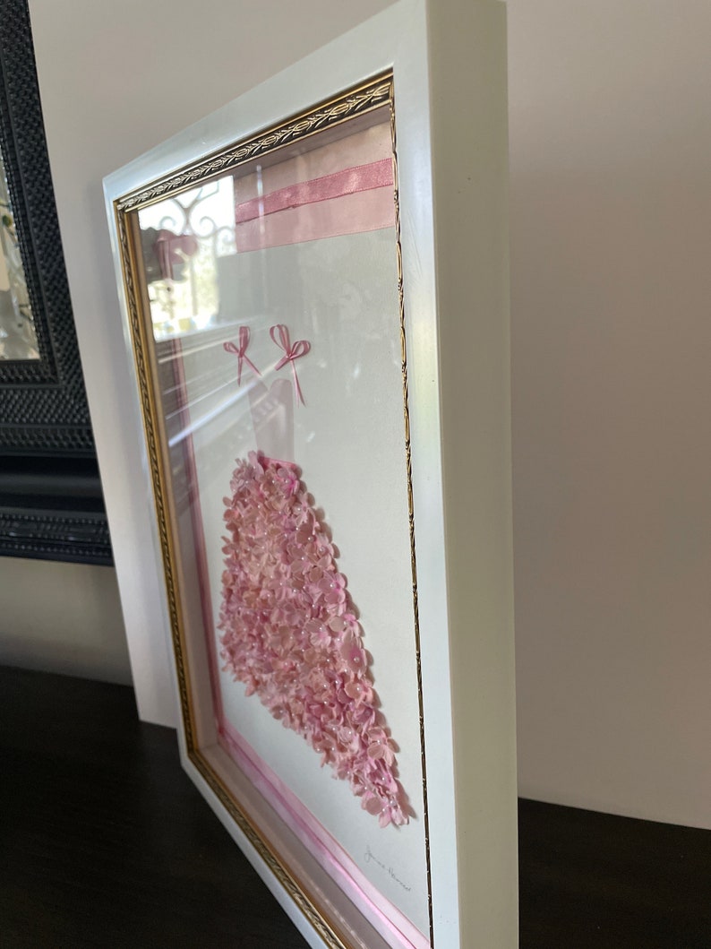 3D Dress Form Art, Glass Framed Hand Painted Pink Wall Torso Art, Wall ...