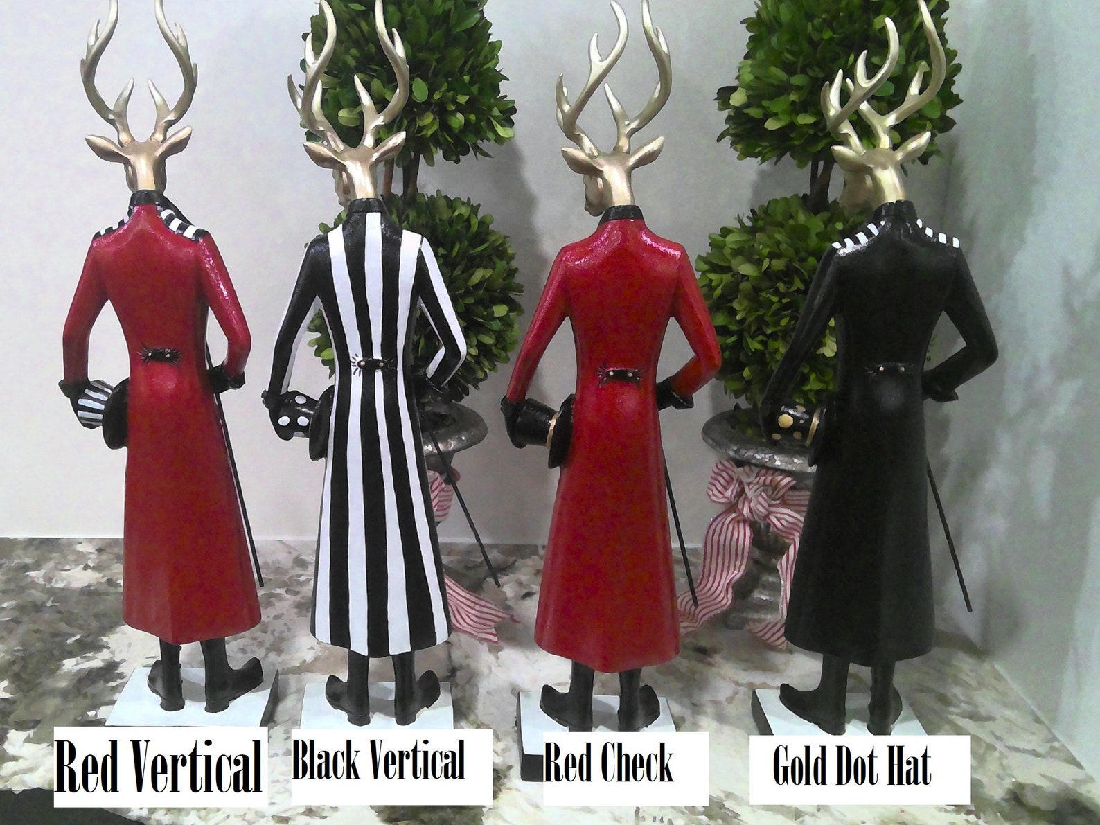 Dapper Whimsical Hand Painted Black and White Check Reindeer - Etsy