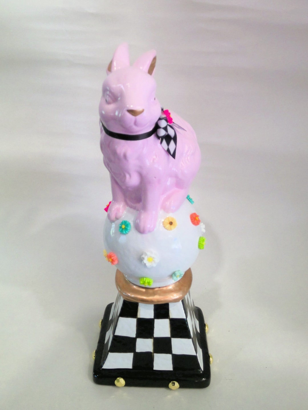 Easter Rabbit Bunny Cute Finial, Whimsical Painted Bunny Rabbit, Hand ...