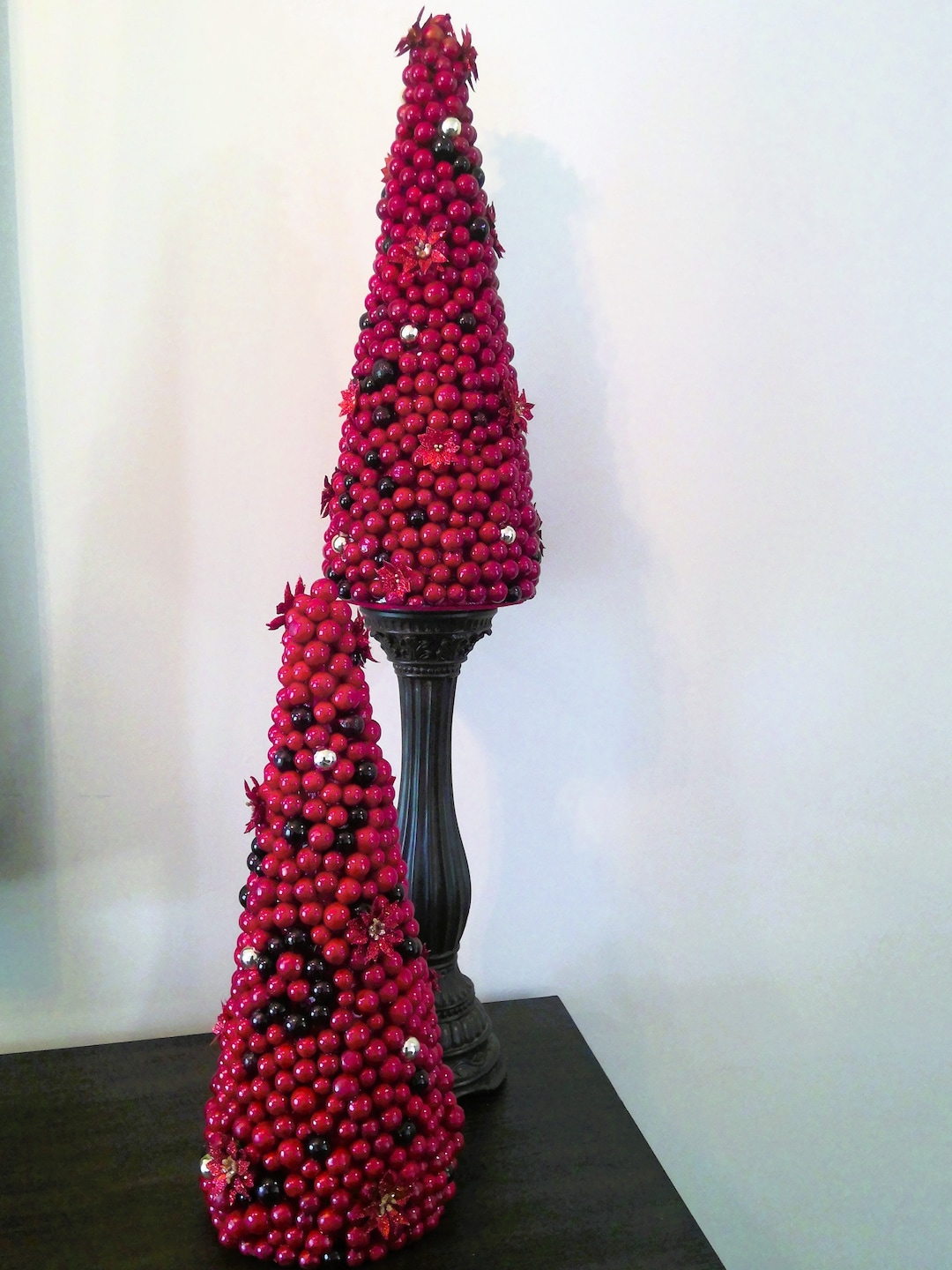 Red Berry Christmas Topiary, Tabletop Centerpiece, Hand Crafted, Red ...