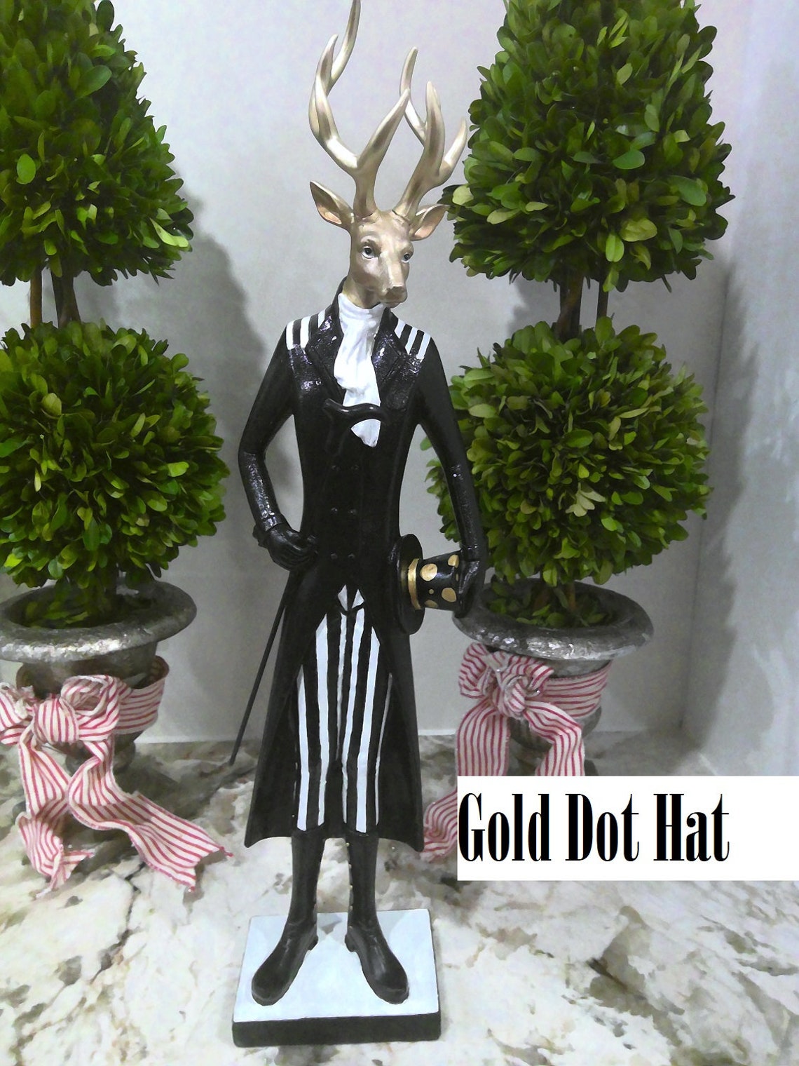 Dapper Whimsical Hand Painted Black and White Check Reindeer - Etsy