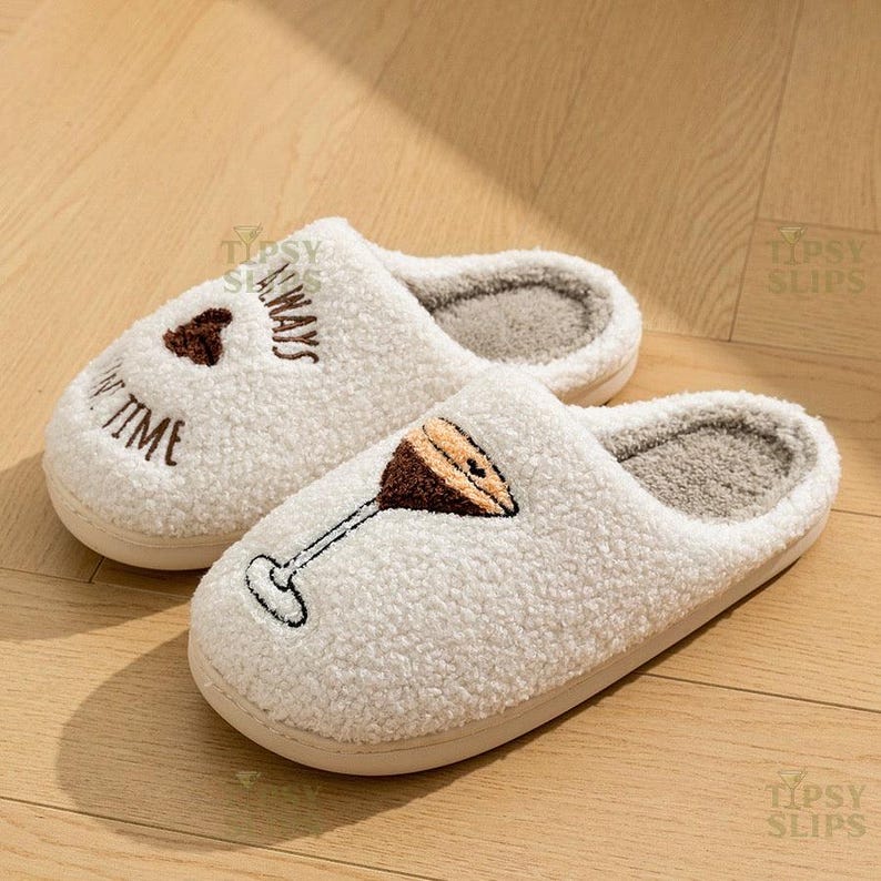Espresso Martini Slippers | Cozy Plush Cocktail Lover Gift - Etsy