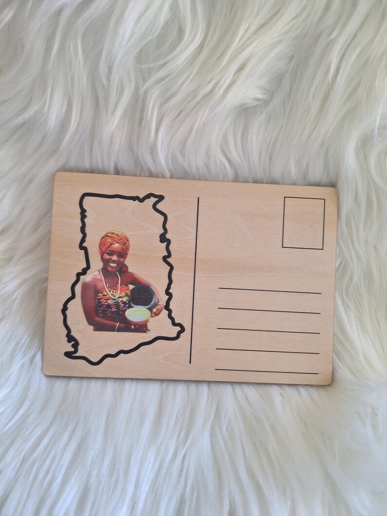 Adinkra Symbol Wooden Postcard, Ghana Map - Etsy