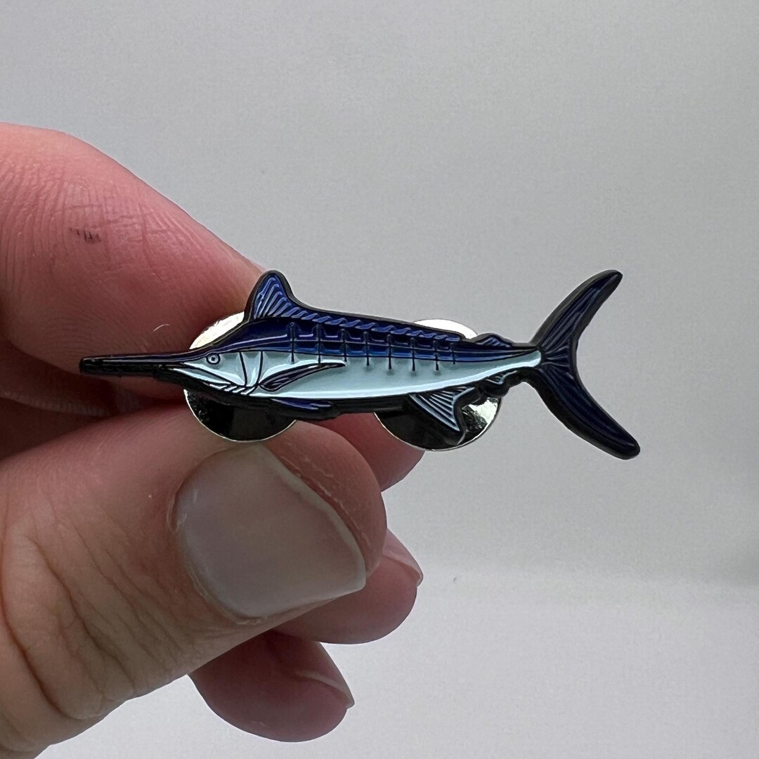 Blue Marlin Enamel Pin – Fishing Lapel Pin With Gift Box, Blue Marlin ...