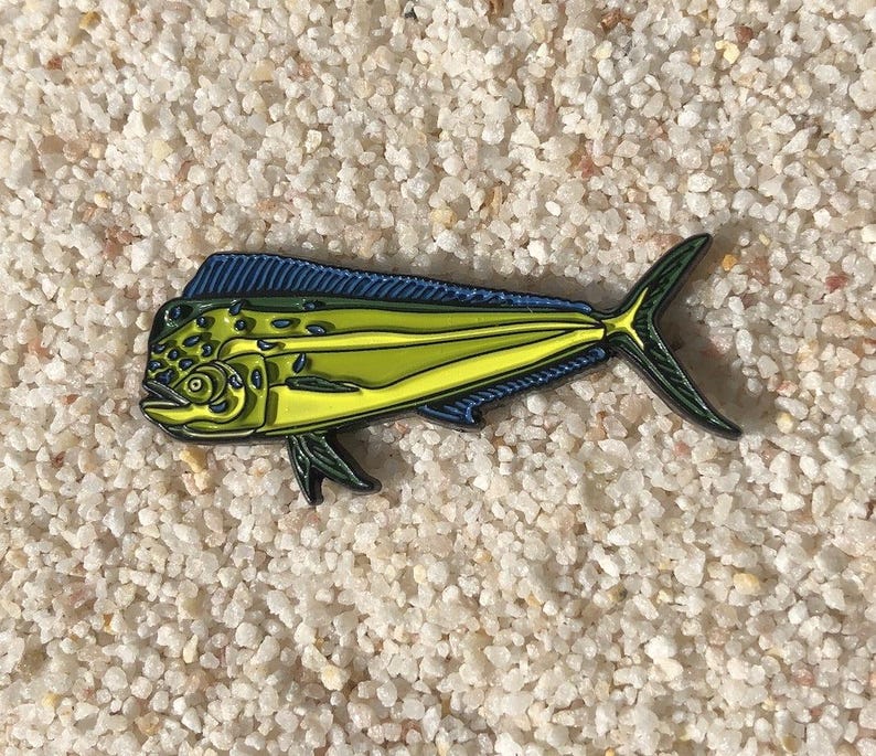Mahi-mahi Enamel Pin – Fishing Lapel Pin With Gift Box, Mahi-mahi Badge ...