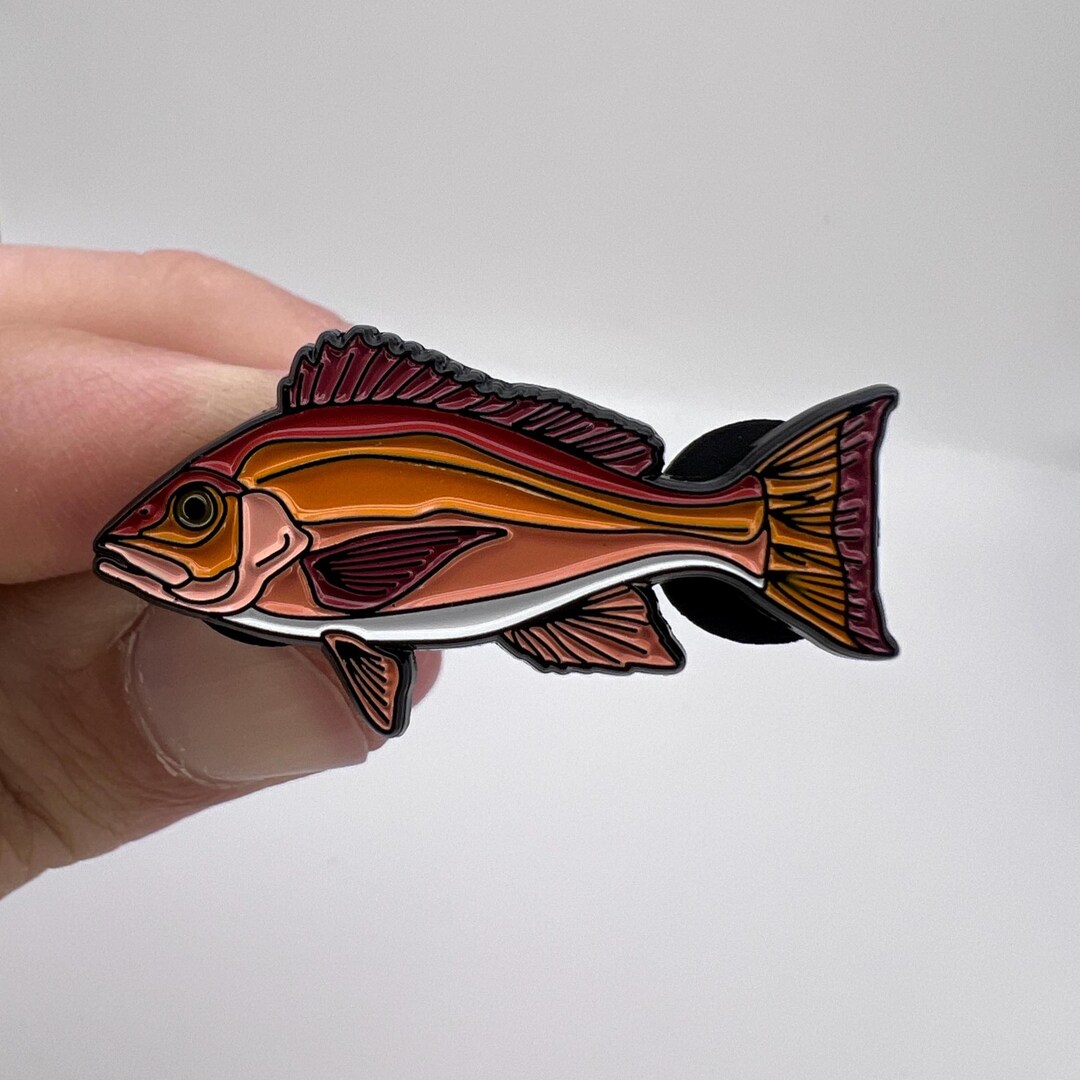 Red Snapper Enamel Pin – Fishing Lapel Pin With Gift Box, Red Snapper ...