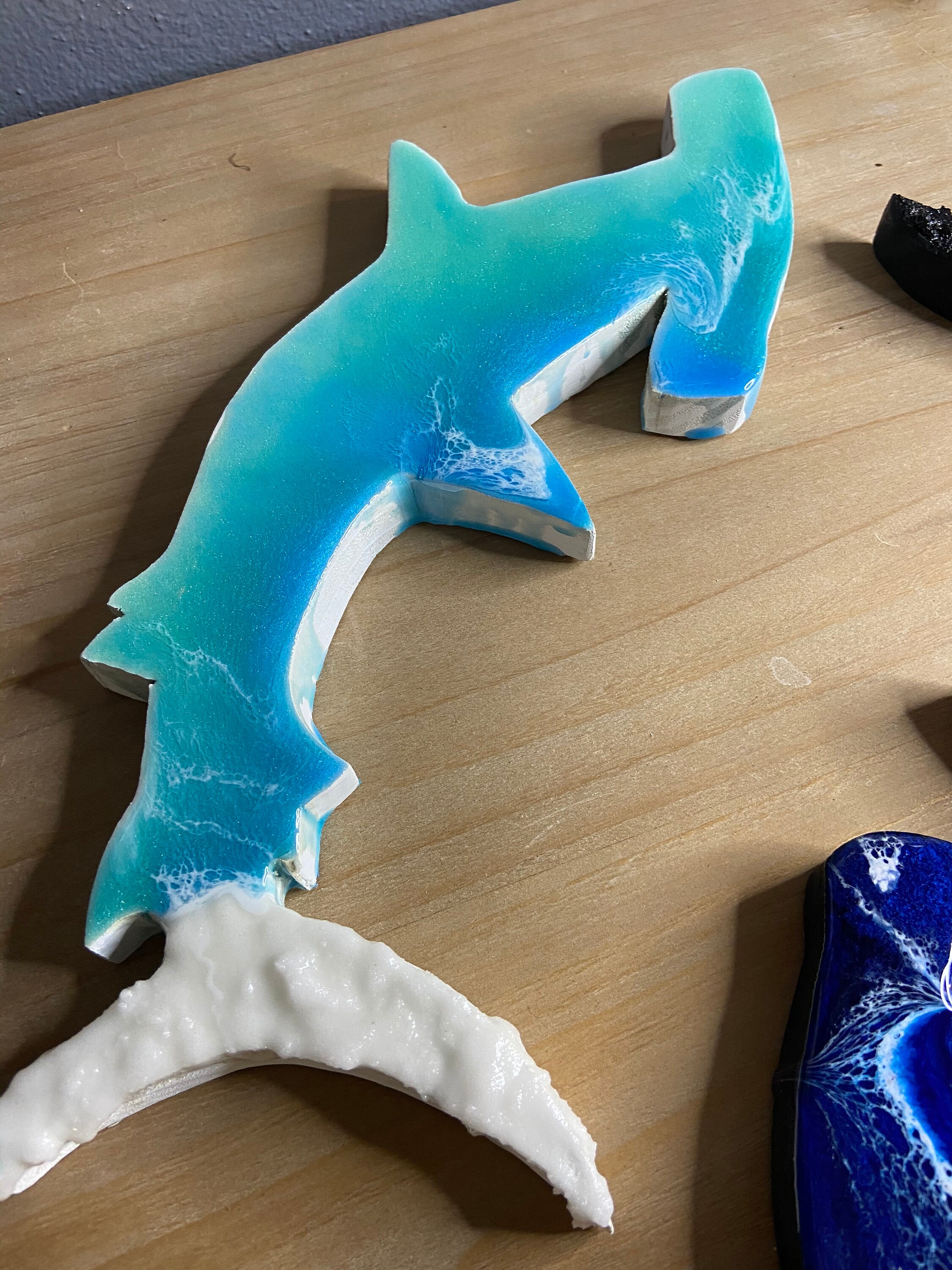 Ocean Waves Epoxy Yin Yang Hammerhead Sharks Wall Decor | Etsy