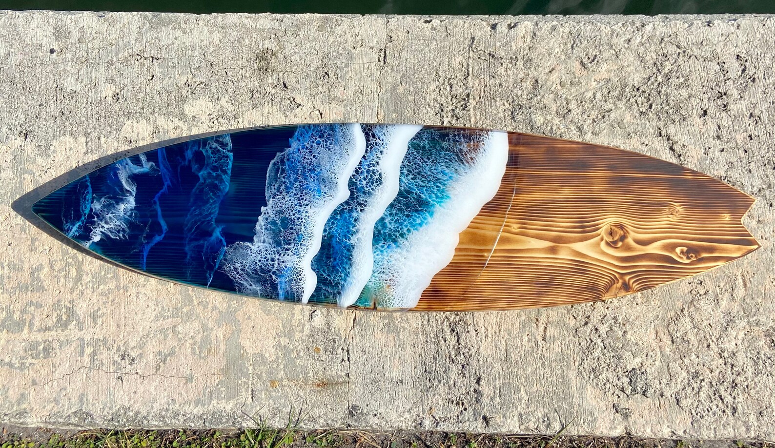 Made to Order Large Surfboard With Epoxy Resin Ocean Waves - Etsy UK
