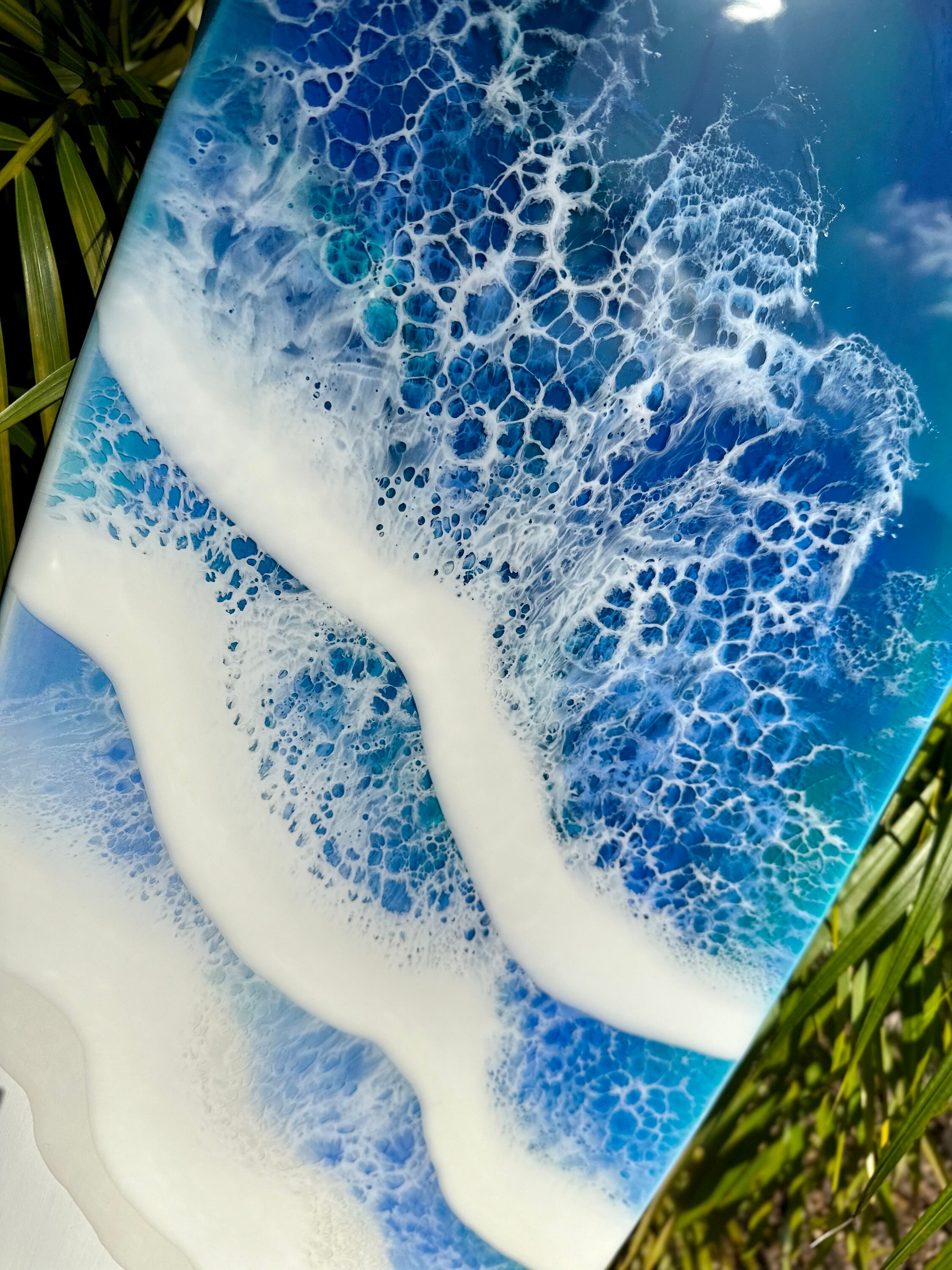 Large 3.5 Foot Surfboard With Epoxy Resin Ocean Waves - Etsy