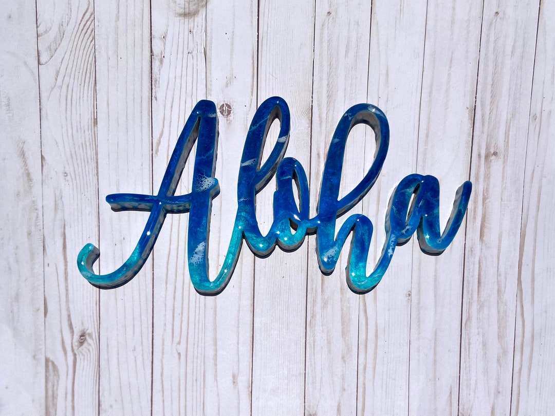 Epoxy Ocean Waves Aloha Wall Art, Hawaii Gift, Hawaiian Decor, Coastal ...