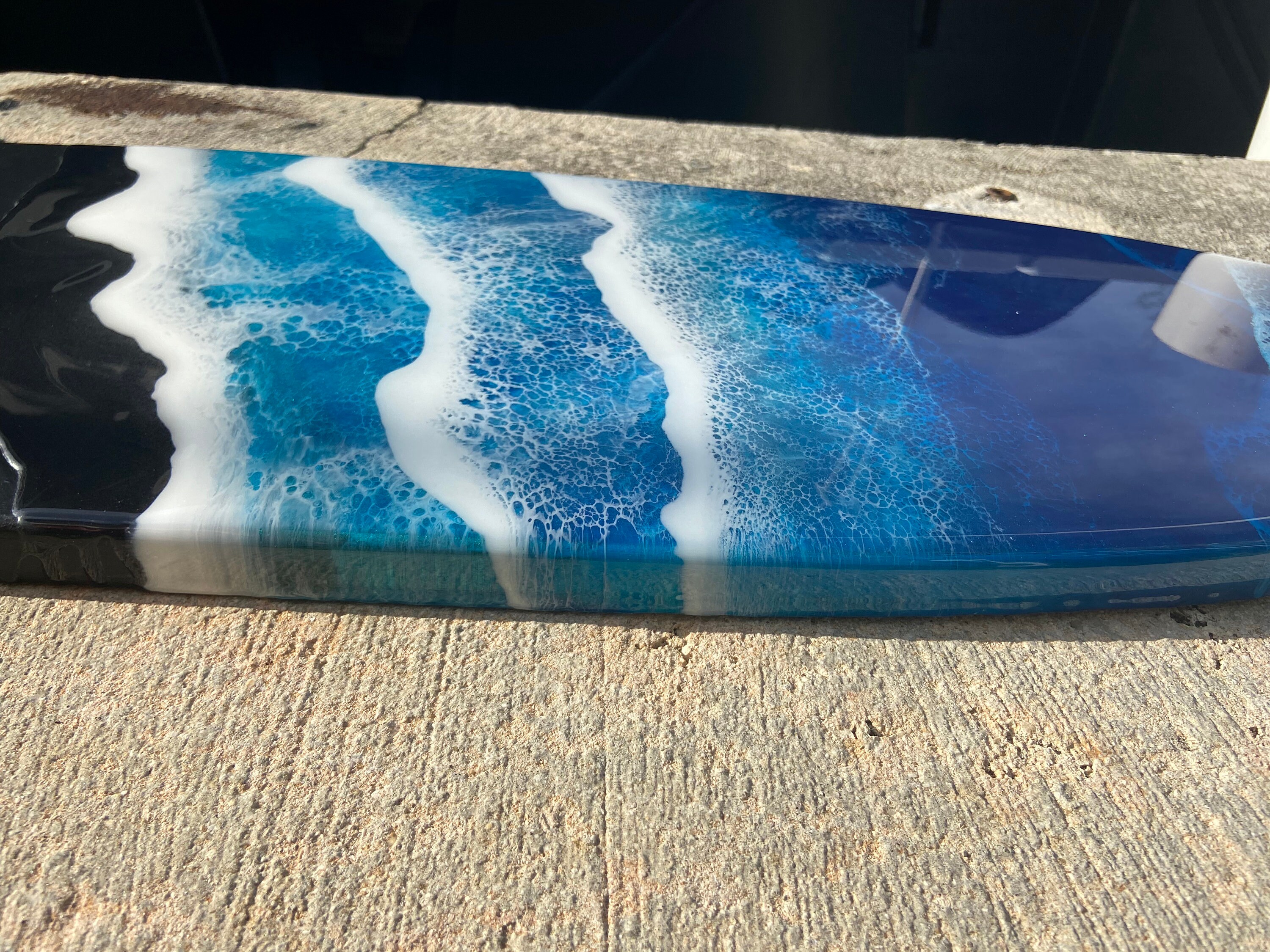 Large 3.5 Foot Surfboard With Epoxy Resin Ocean Waves | Etsy