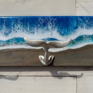 Made to Order Epoxy Resin Ocean Waves Coat Rack, Hat Rack, Coat Holder, Towel Holder, Whale Tail ...