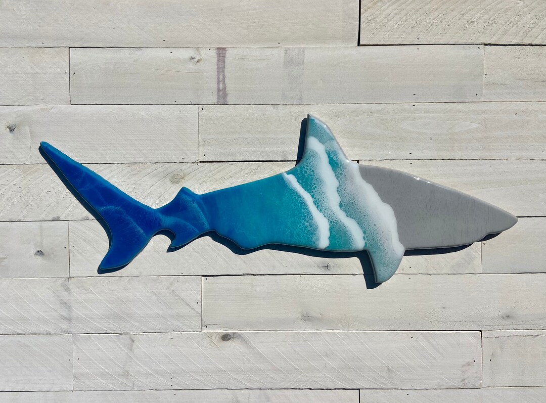 Made to Order Large Shark Wall Art With Epoxy Resin Ocean Waves ...