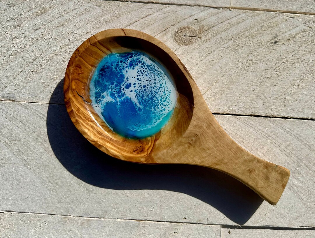 Olive Wood Spoon Rest, Resin Spoon Rest, Epoxy Spoon Rest, Olive Wood ...