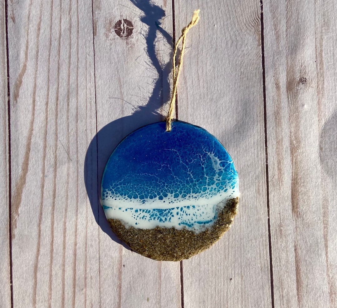 Epoxy Ocean Christmas Ornament, Beach Ornament, Ocean Ornament ...